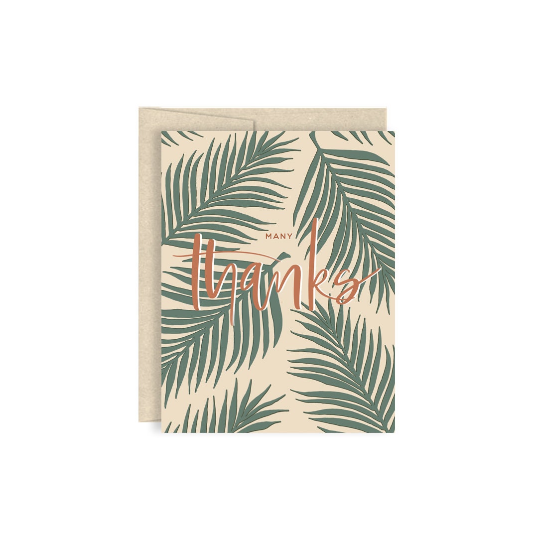 Many Thanks Card Gratitude Card Appreciation Card Thank You Tropical ...