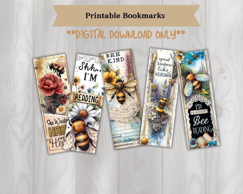 Printable Bookmarks - Buzzing Bees - Etsy Canada