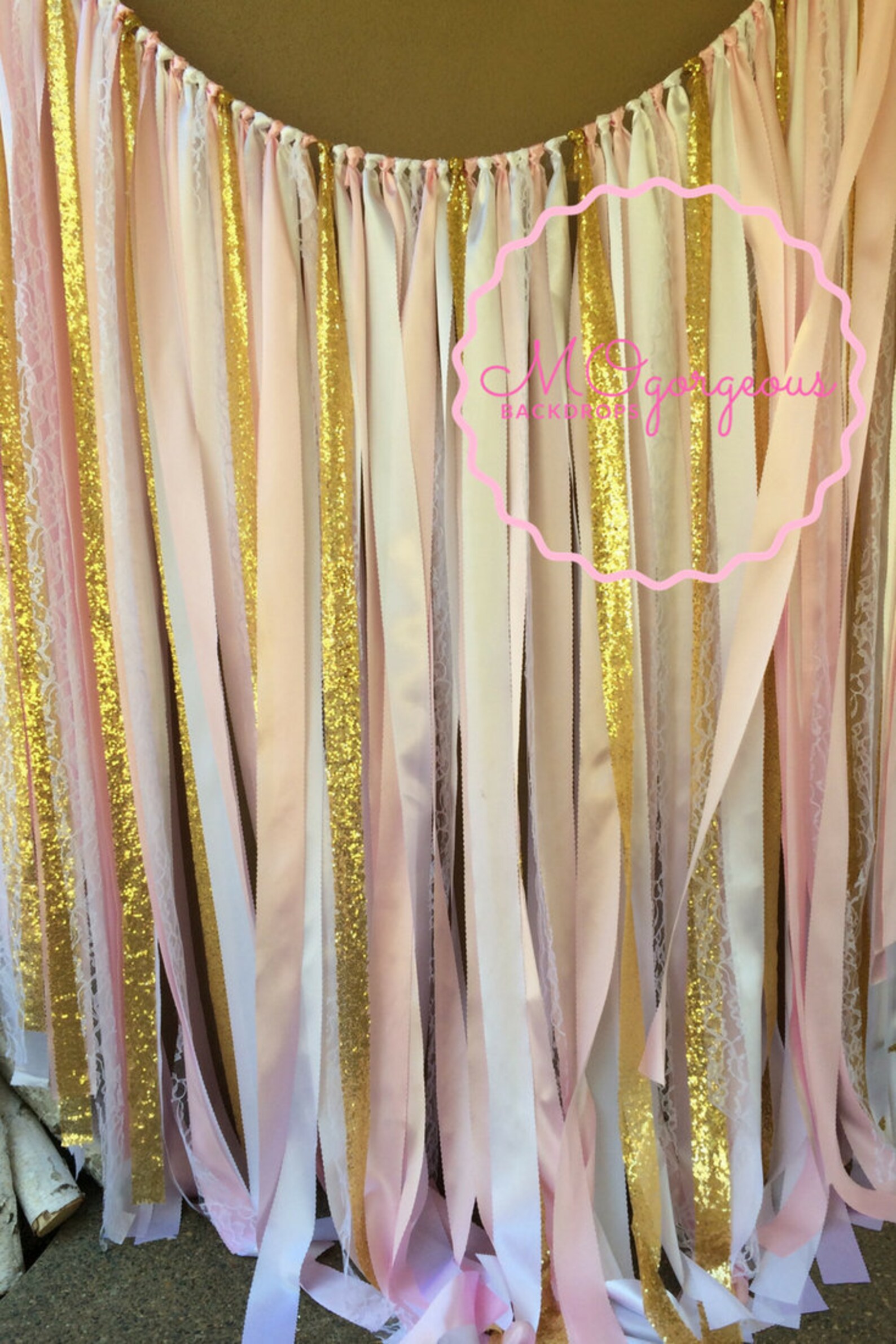 Pink & Gold Sequin Wedding Fabric Garland Birthday Backdrop - Etsy
