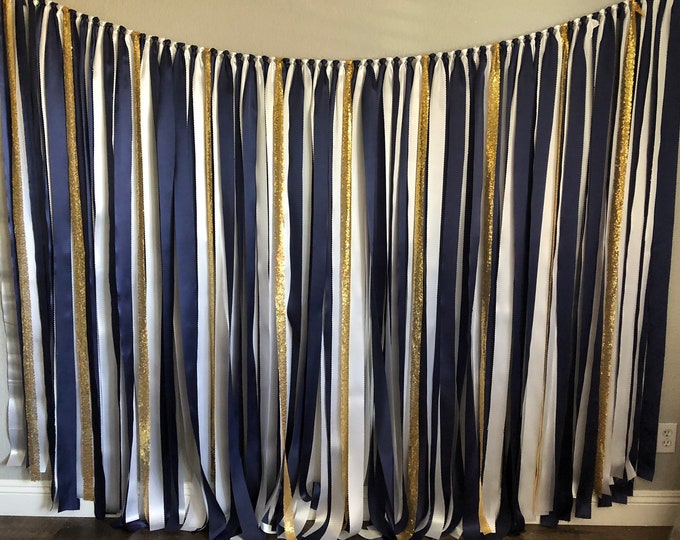 Graduation Navy Gold, Wedding Decor, Nautical, Photo Backdrop, Fabric ...