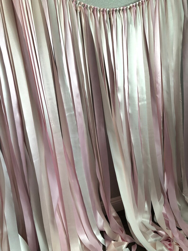 Peach Pink Ivory Ribbon Backdrop Photo Booth Wedding Bridal - Etsy