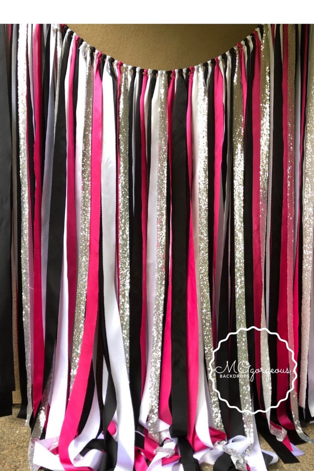 Hot Pink & Silver Black Photo Booth Custom Streamers Bridal Shower ...