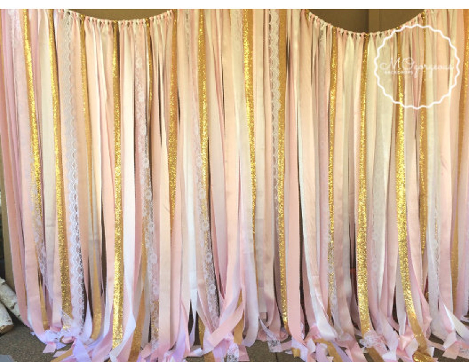 Pink & Gold Sequin Wedding Fabric Garland Birthday Backdrop - Etsy