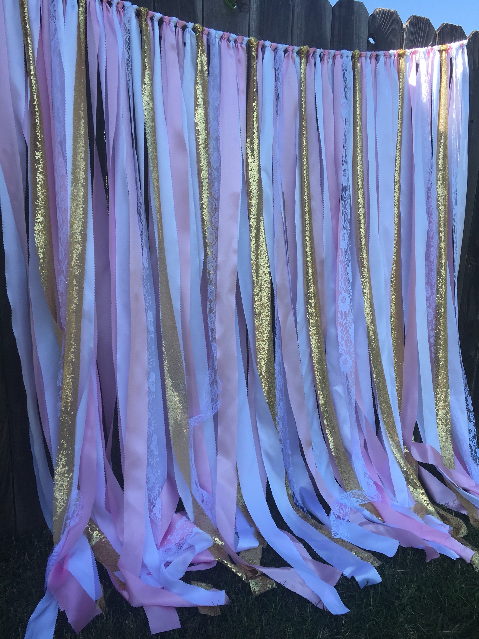 Pink & Gold Sequin Wedding Fabric Garland Birthday Backdrop - Etsy