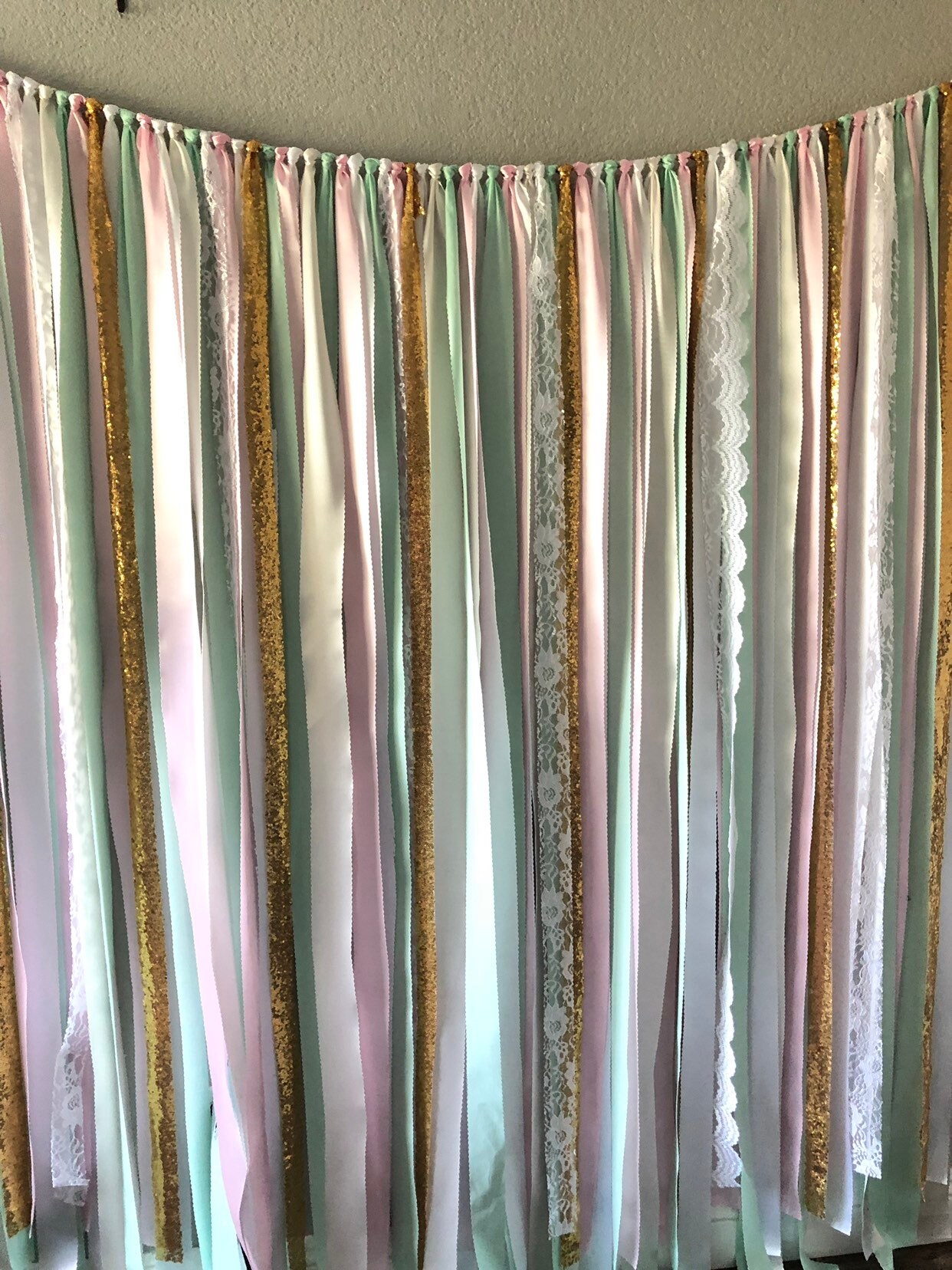 Pink & Mint Gold Fabric Backdrop Photo Booth Prop Bridal | Etsy