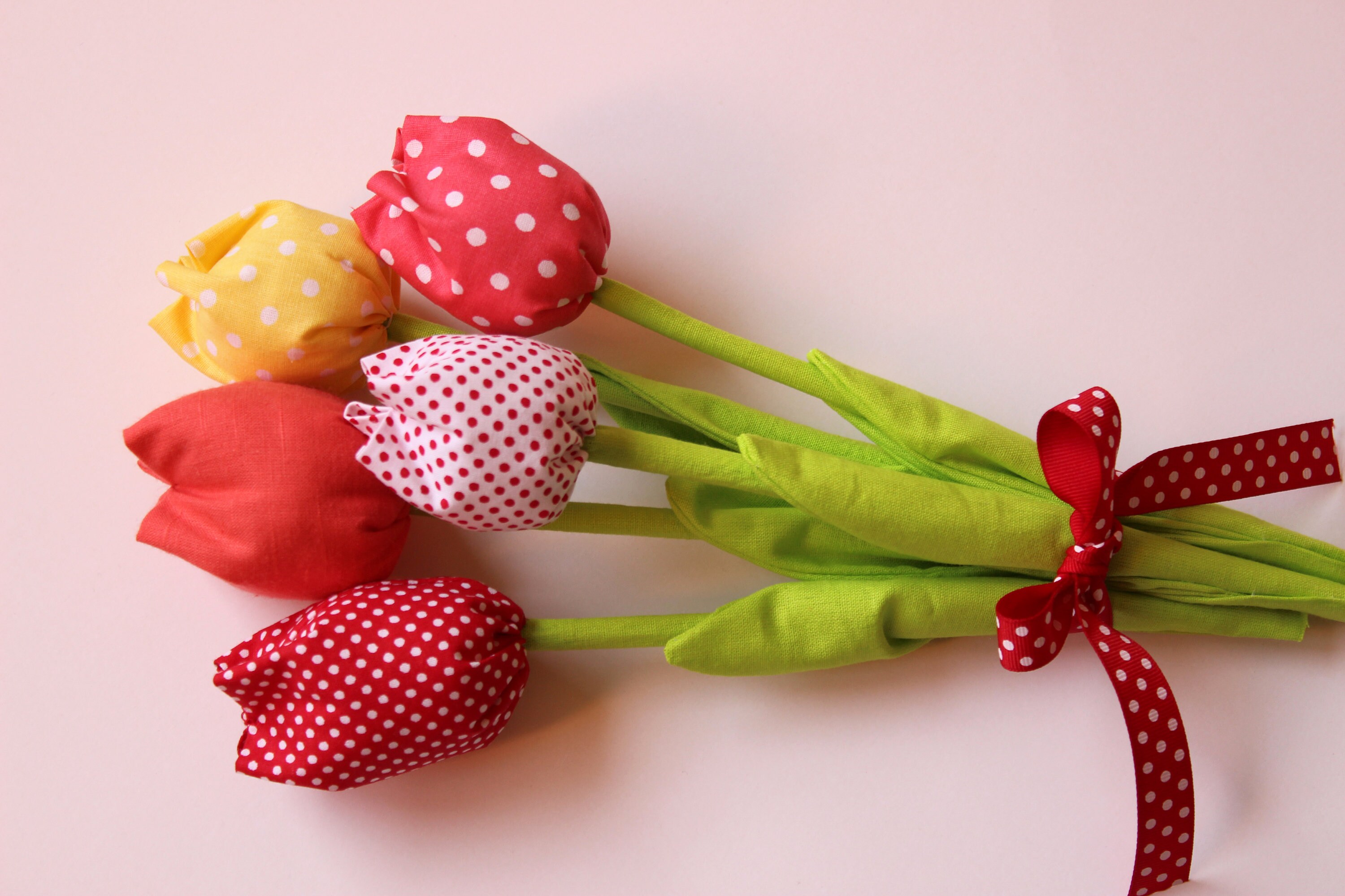 Bouquet Fabric Tulips Cotton Flowers Fabric Flower Bouquet - Etsy