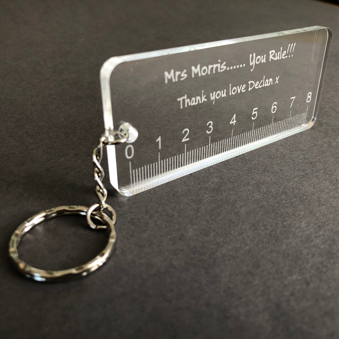 Unique Teacher Gift Personalised Ruler Keyring End of Term - Etsy