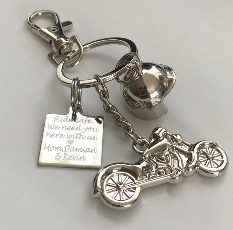 Personalized Motorcycle Keychain: Engraved Stainless Steel Charm - Etsy