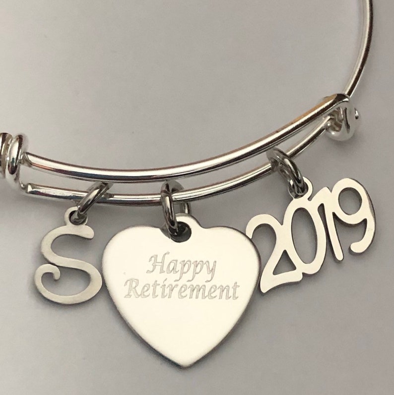Happy Retirement-year Charm Bangle Bracelet-retirement - Etsy UK