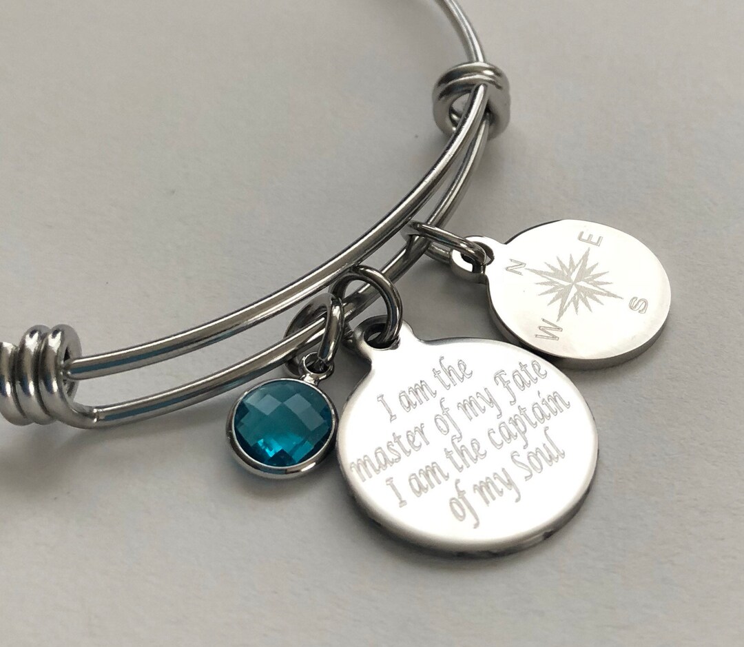Engraved Compass Bracelet: Personalized Stainless Steel Charm ...
