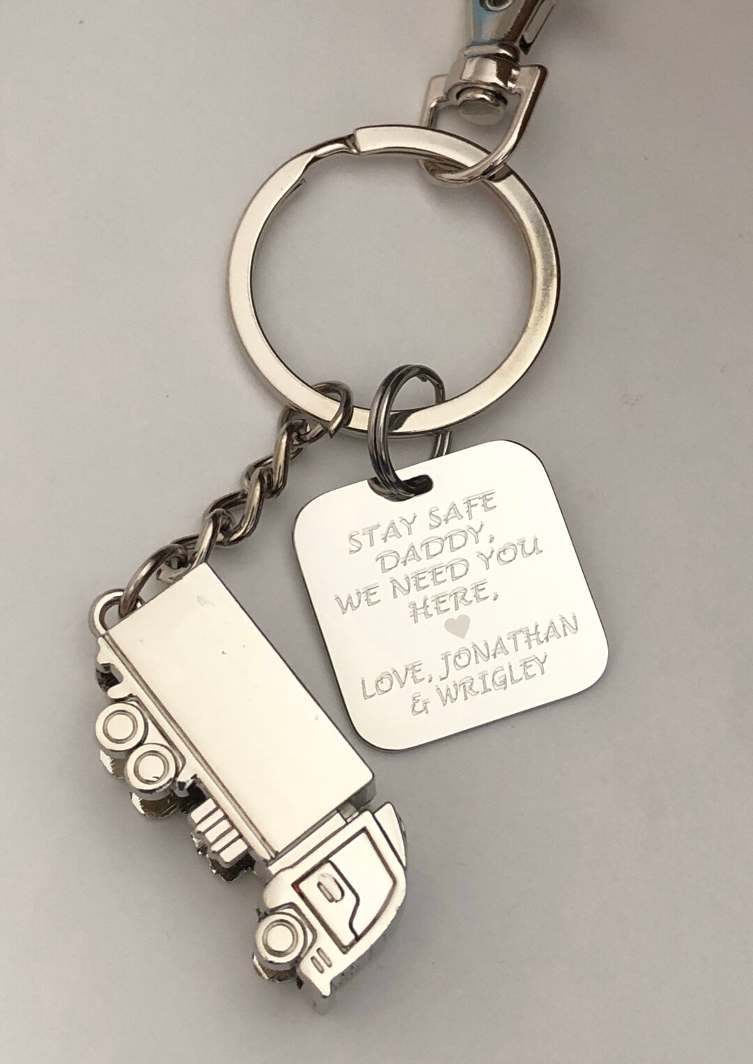 Personalized Truck Driver Keychain: 3D Silver Truck Charm - Etsy