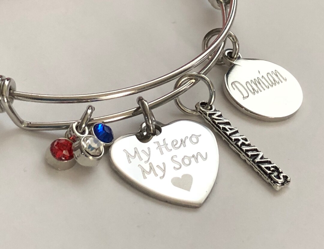 Engraved 'my Hero My Son' Charm Bracelet: Military Mom Gift - Etsy