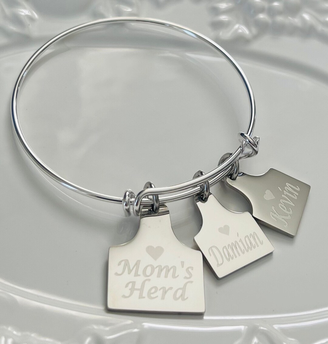 Cattle Tag Bracelet-mom’s Herd Cattle Tag Bracelet-engraved Cow Tags ...