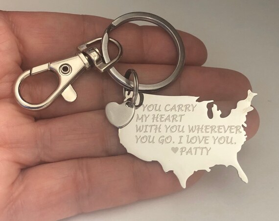 USA Map Key Chain-personalized United States Map Keychain-gift | Etsy