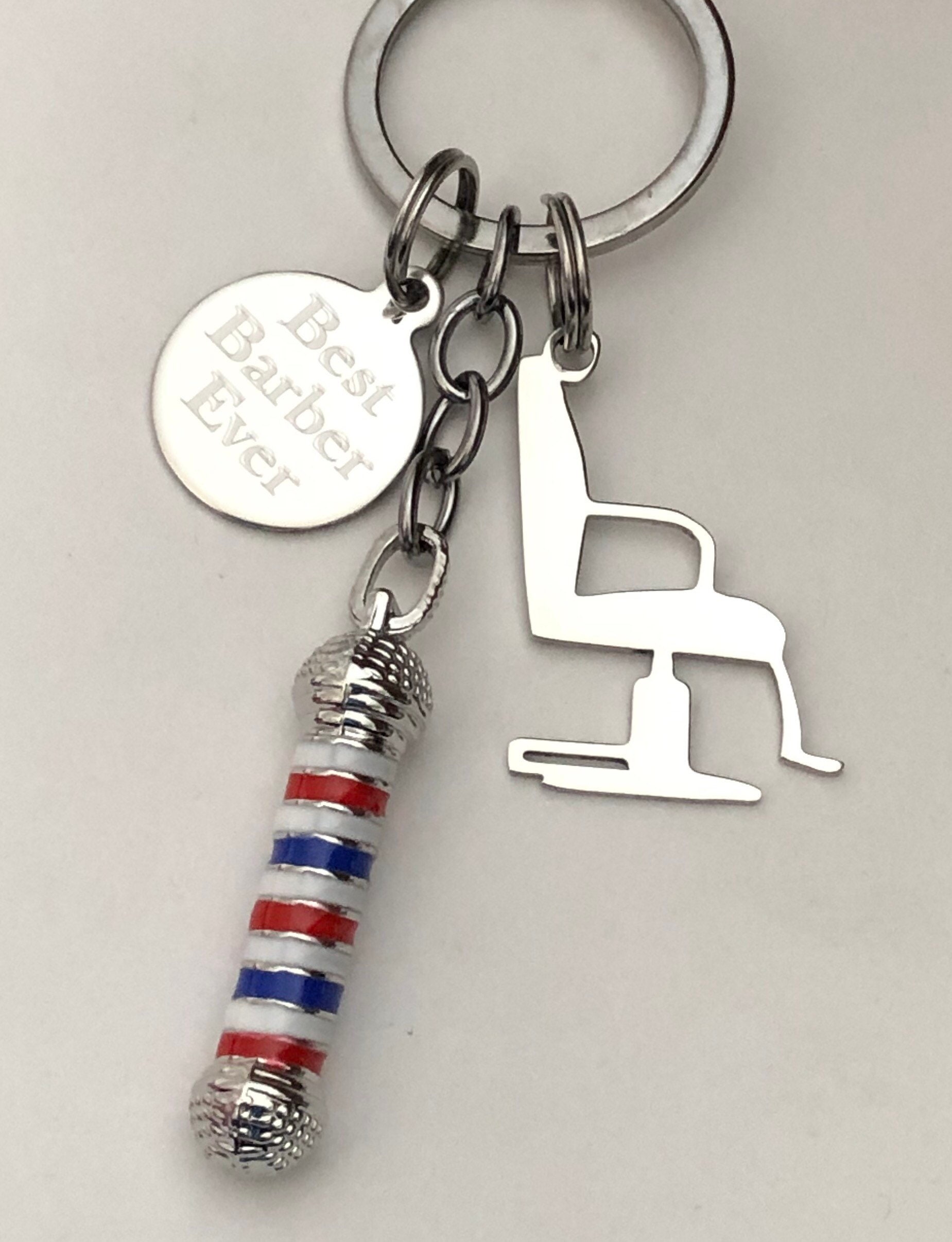 Barber Shop Pole Key Chain With Barber Chair - Etsy