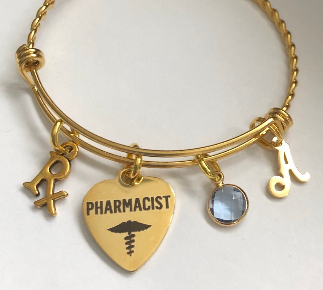 Pharmacist Bracelet-personalized-pharmacist Gold Plated Stainless Steel ...