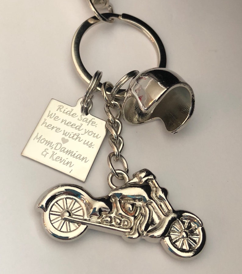 Personalized Motorcycle Keychain: Engraved Stainless Steel Charm - Etsy