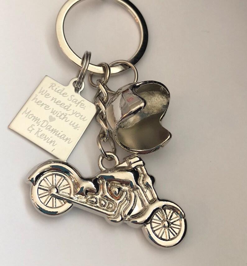 Personalized Motorcycle Keychain: Engraved Stainless Steel Charm - Etsy