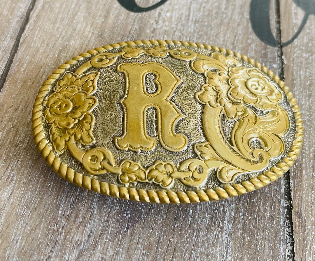 Vintage 1990s Initial R Belt Buckle by Crumrine Mfg. Jewelers, Reno NV ...