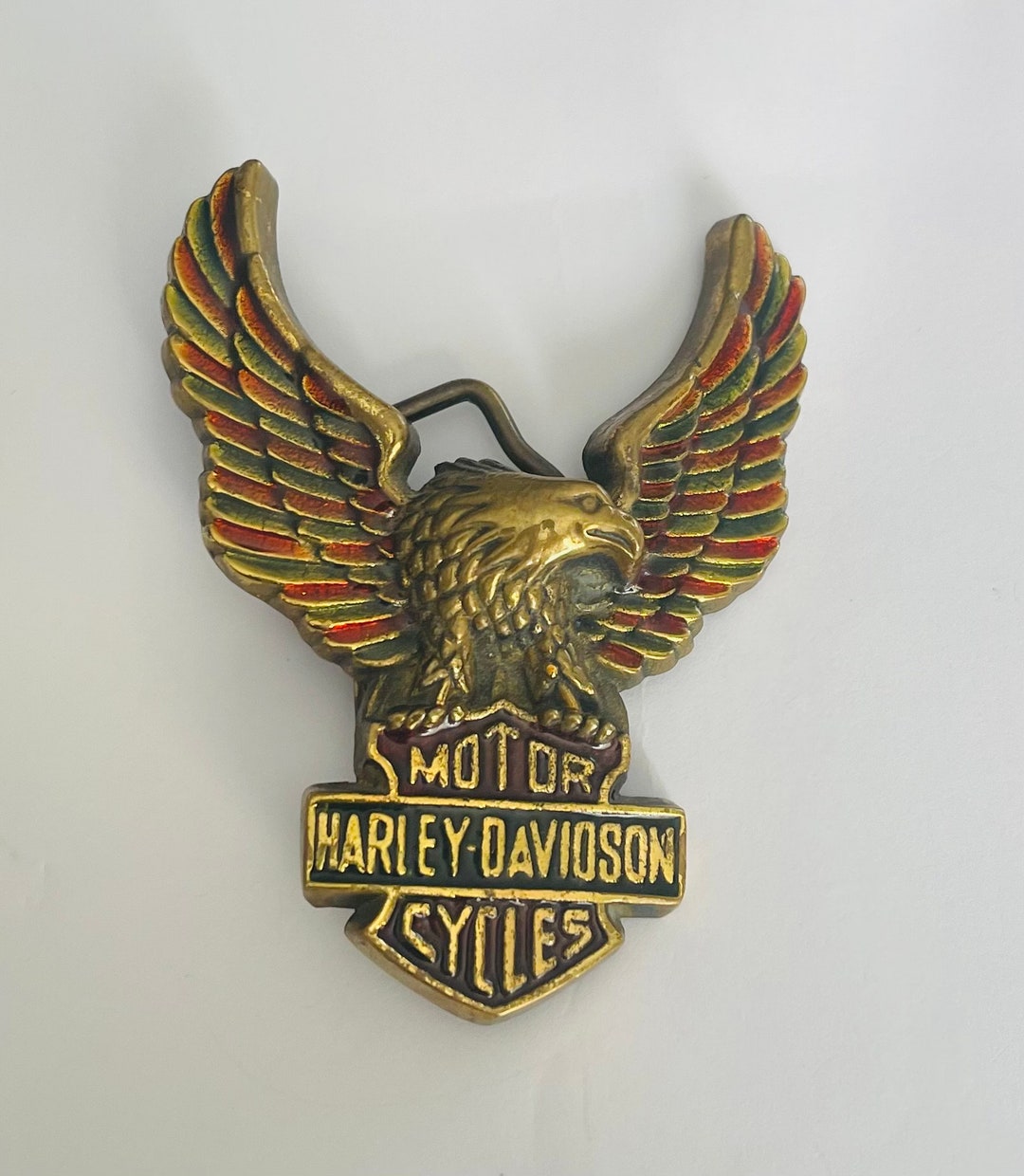 Vintage 1979 Solid Brass Baron Buckle-harley Davidson Eagle - Etsy