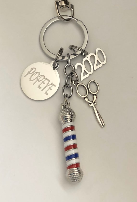 Barber Shop Pole Key Chain-barber Graduation Gift-barber | Etsy Australia