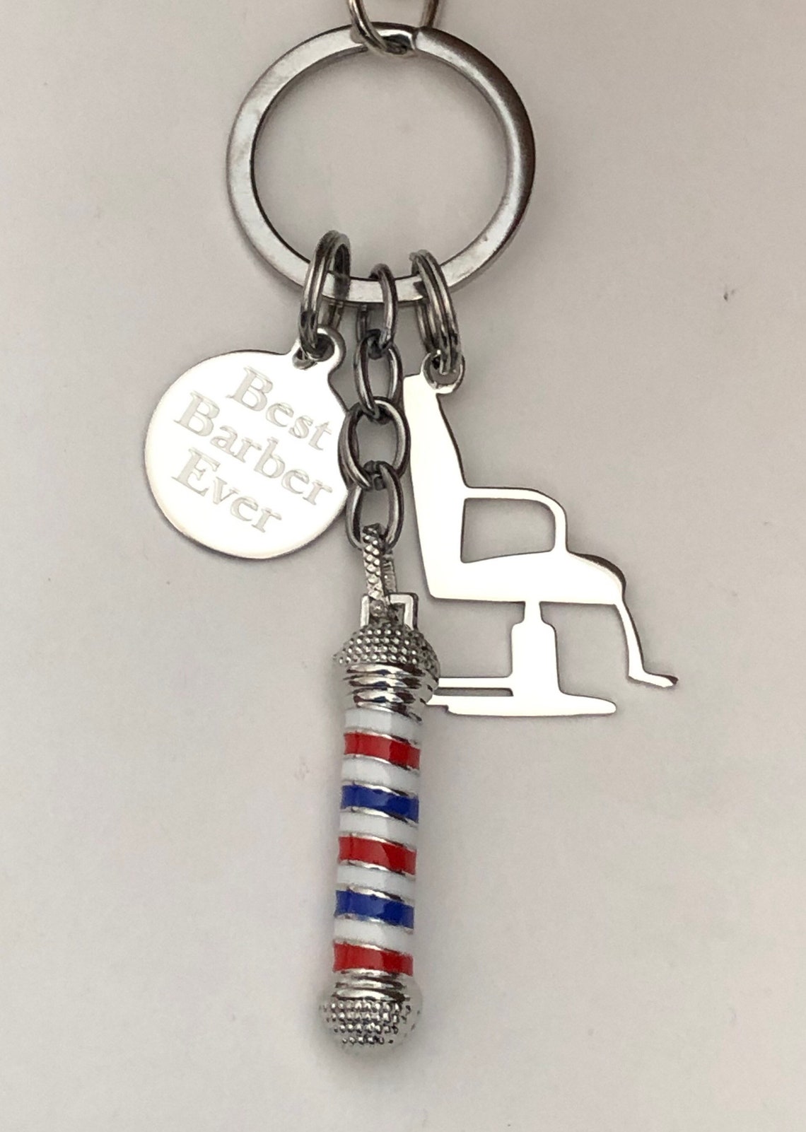 Barber Shop Pole Key Chain With Barber Chair - Etsy
