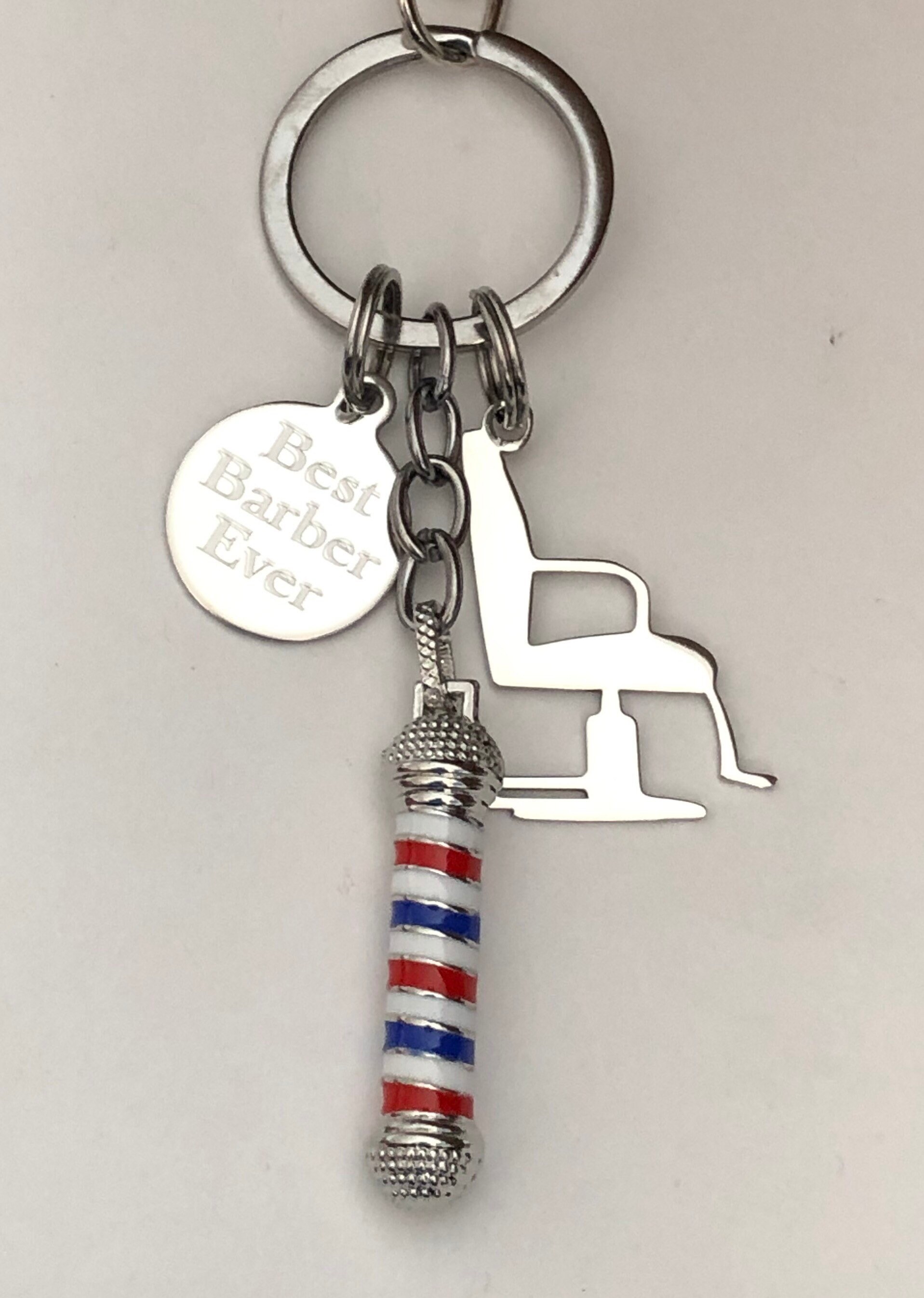 Barber Shop Pole Key Chain With Barber Chair - Etsy