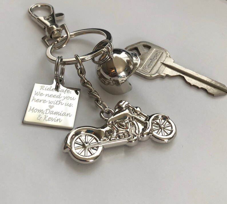Personalized Motorcycle Keychain: Engraved Stainless Steel Charm - Etsy