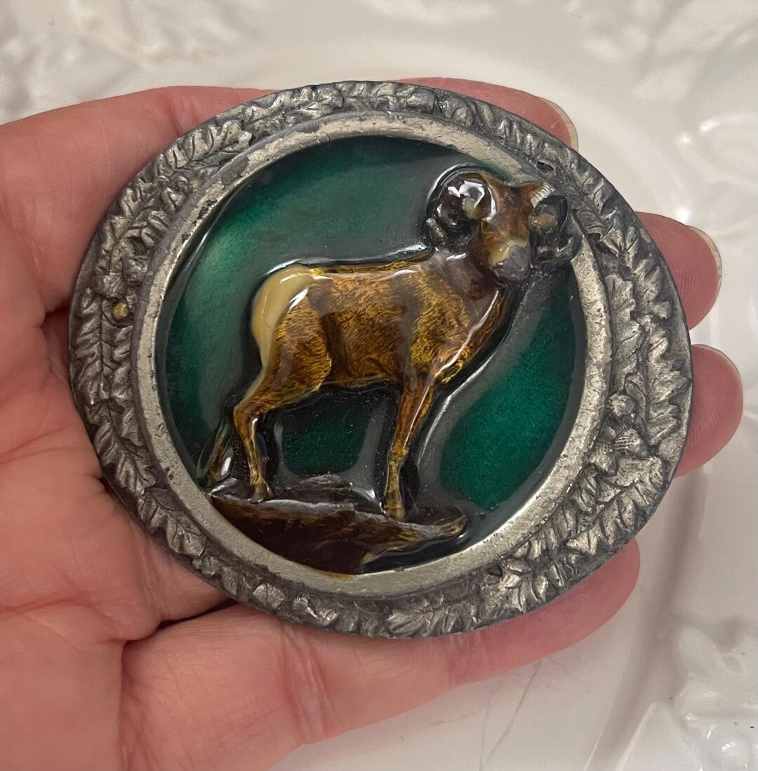 Vintage 1985 Bighorn Sheep Belt Buckle by Bergamot Brass Inc.-metal ...