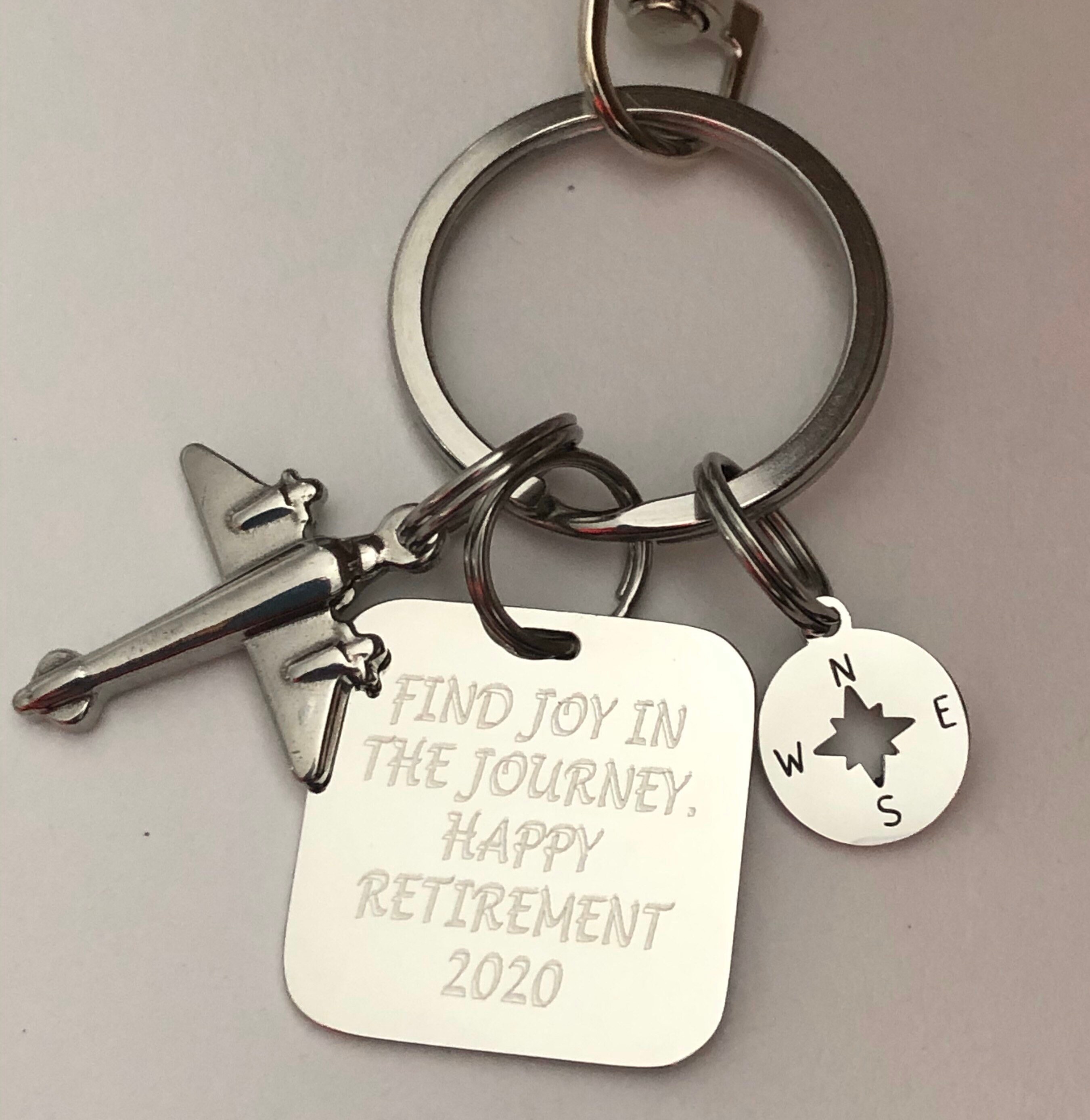 Retirement Keychain-travel Key Chain-personalized Key Chain-compass ...