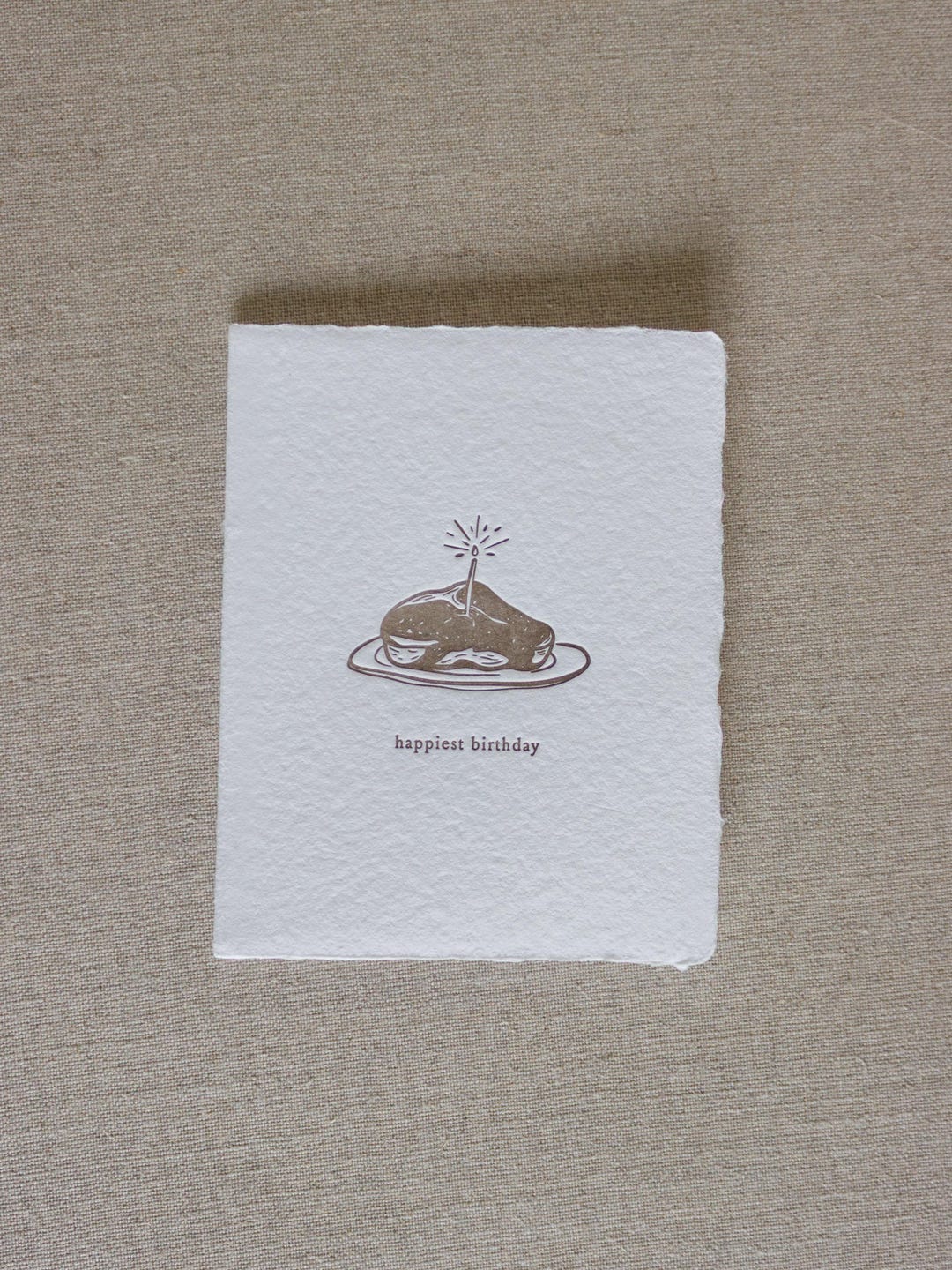 Birthday Steak Card | Letterpress T-bone Steak on Handmade Paper - Etsy