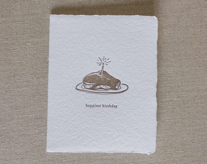 Birthday Steak Card | Letterpress T-bone Steak on Handmade Paper - Etsy