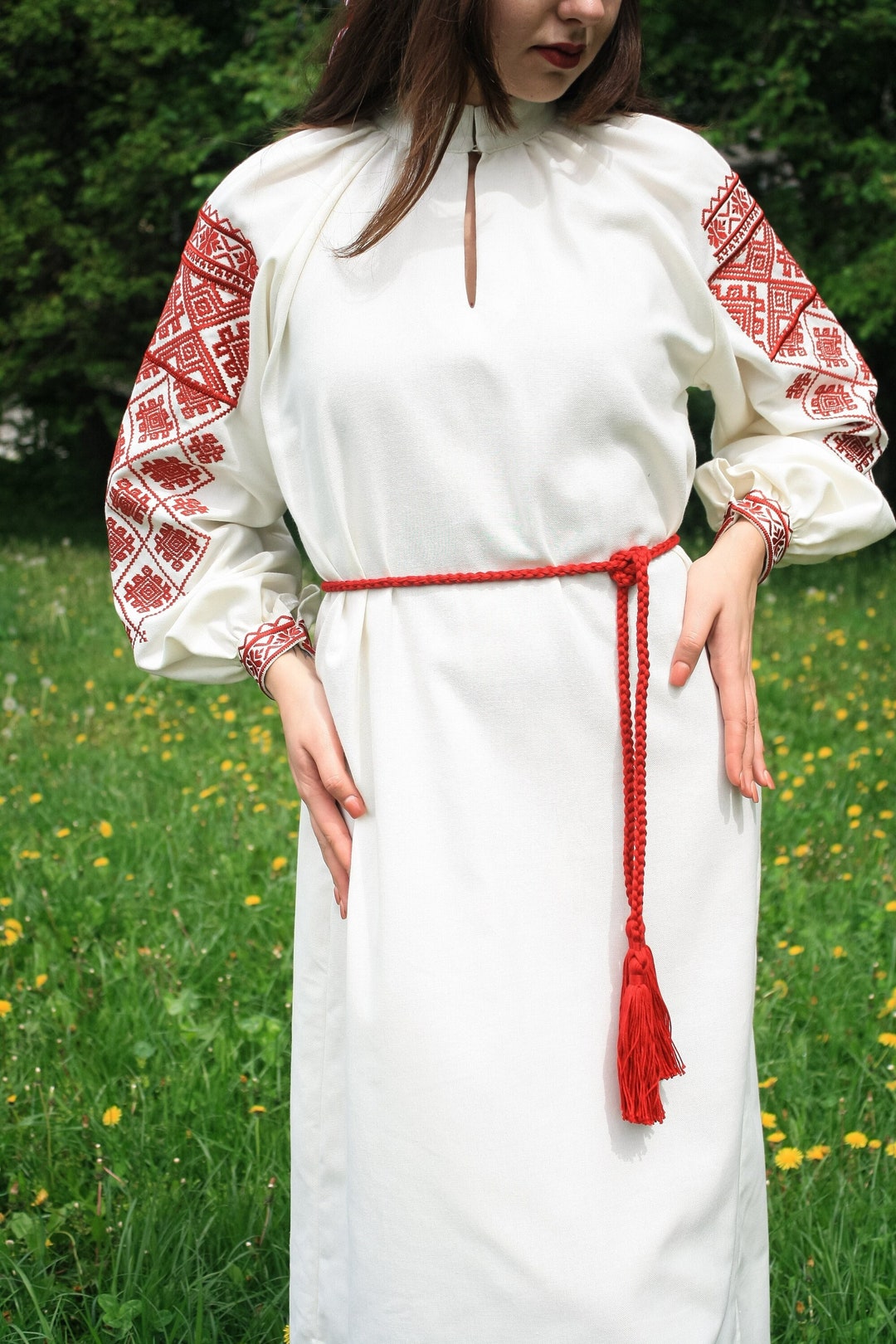 Handmade Red Braided Cotton Rope Belt With Tassels - Etsy