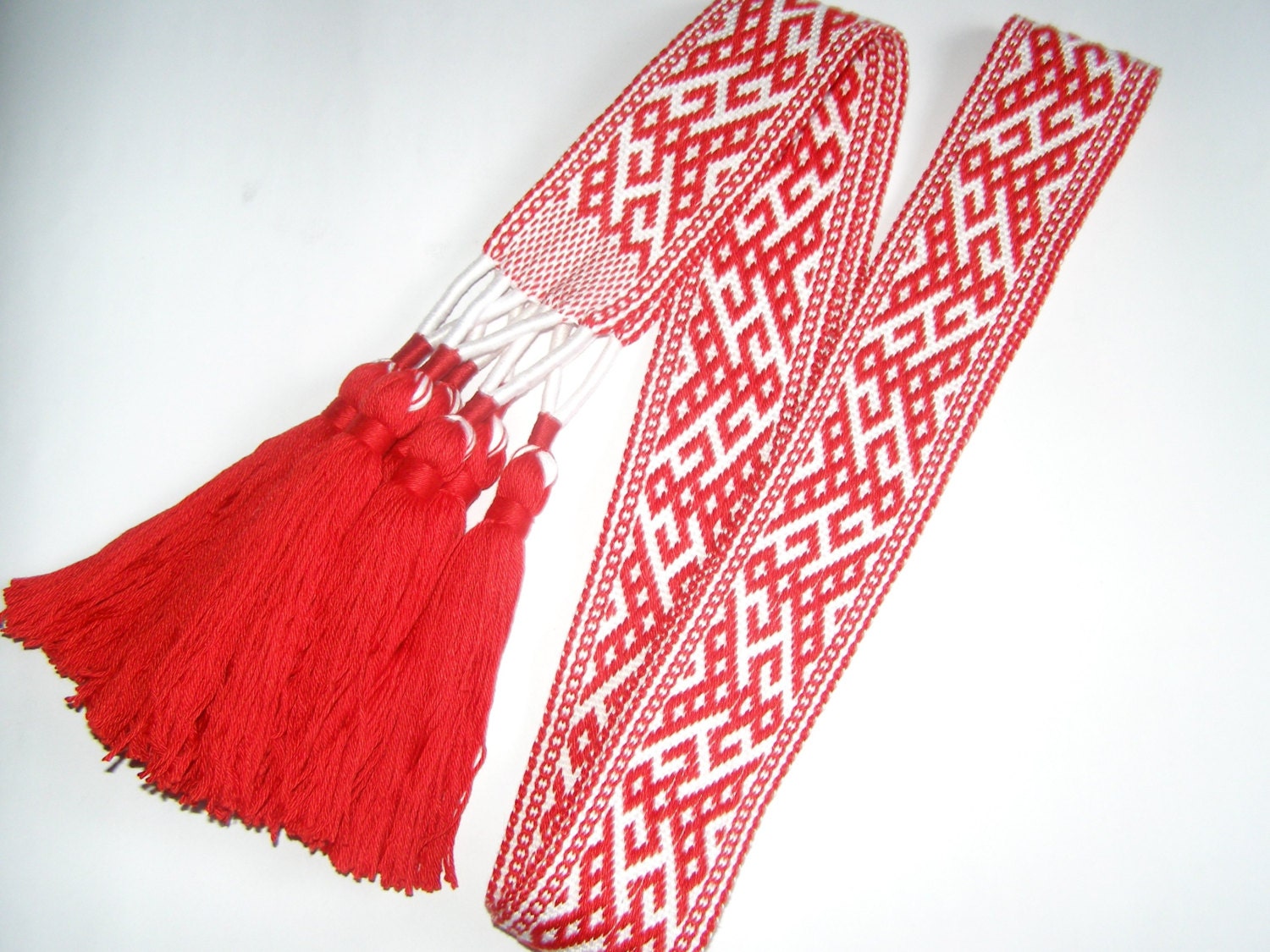 Red Woven Belt Makosh Woven Slavic Sash Womens Russian Folk | Etsy