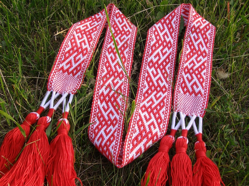 Red Woven Belt Makosh Woven Slavic Sash Womens Russian Folk | Etsy
