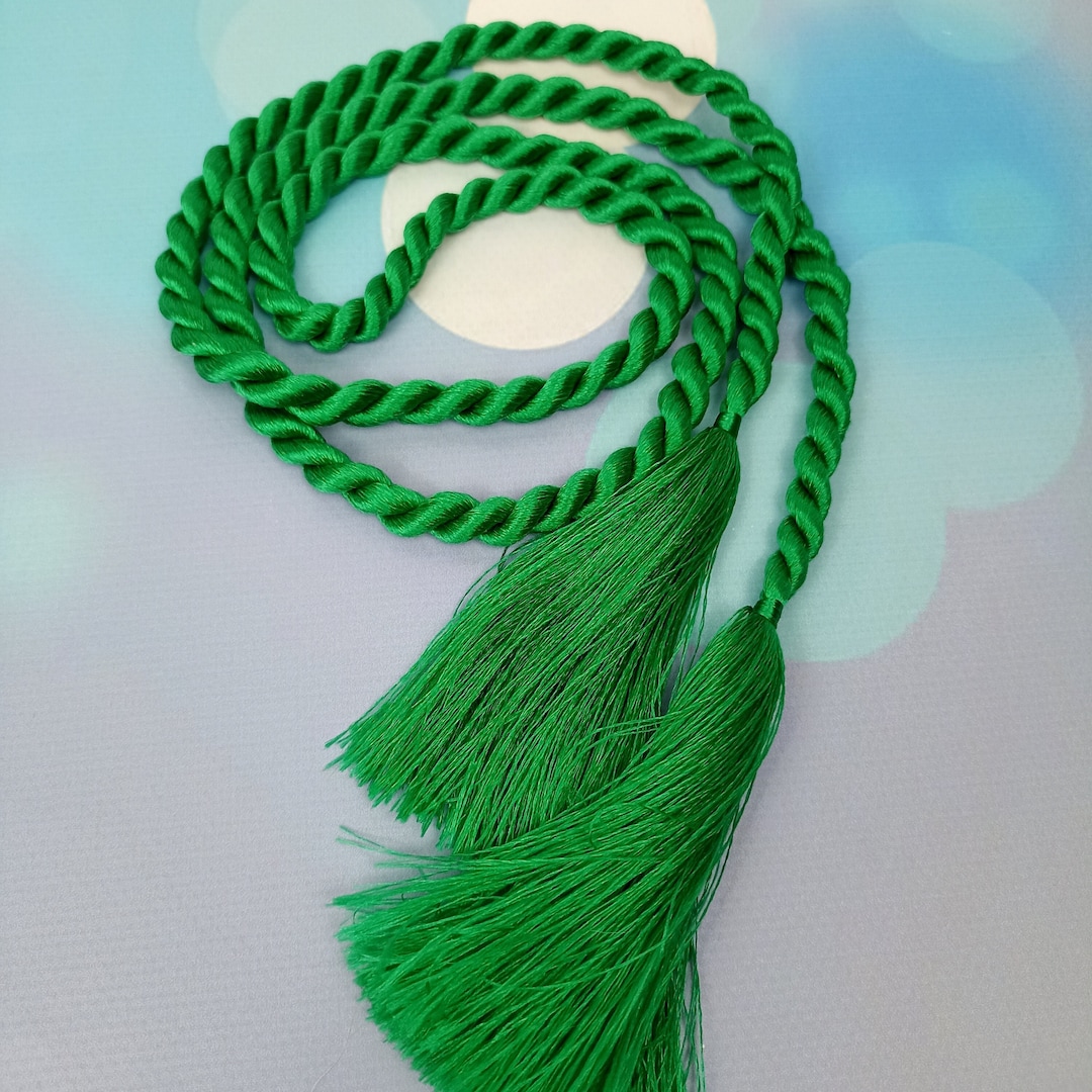 Green Silk Rope Belt With Tassels, Green Natural Silk Braided Belt for ...
