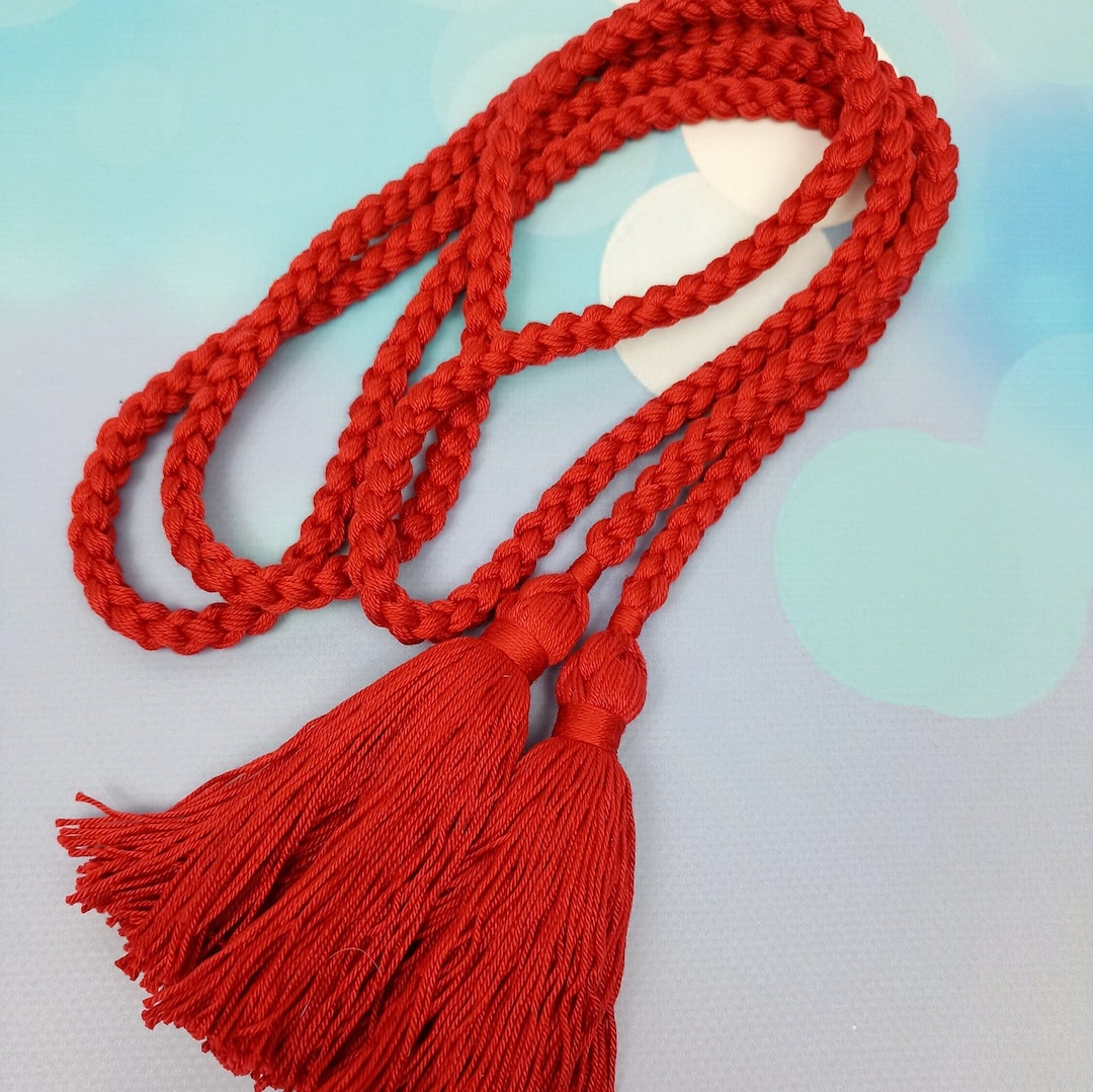 Red Braided Rope Belt With Tassels, Belt for Vyshyvanka, Ukrainian Belt ...
