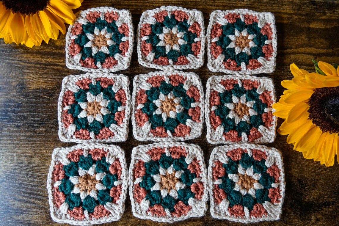 Autumn Flower Granny Square Crochet Pattern Fall Crochet - Etsy