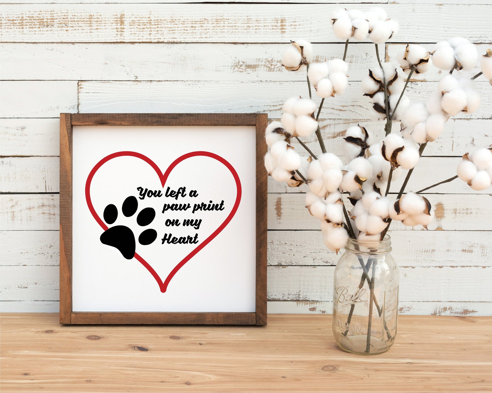 You Left a Paw Print on Our Hearts My Heart Pet Dog Cat Memorial Rest ...