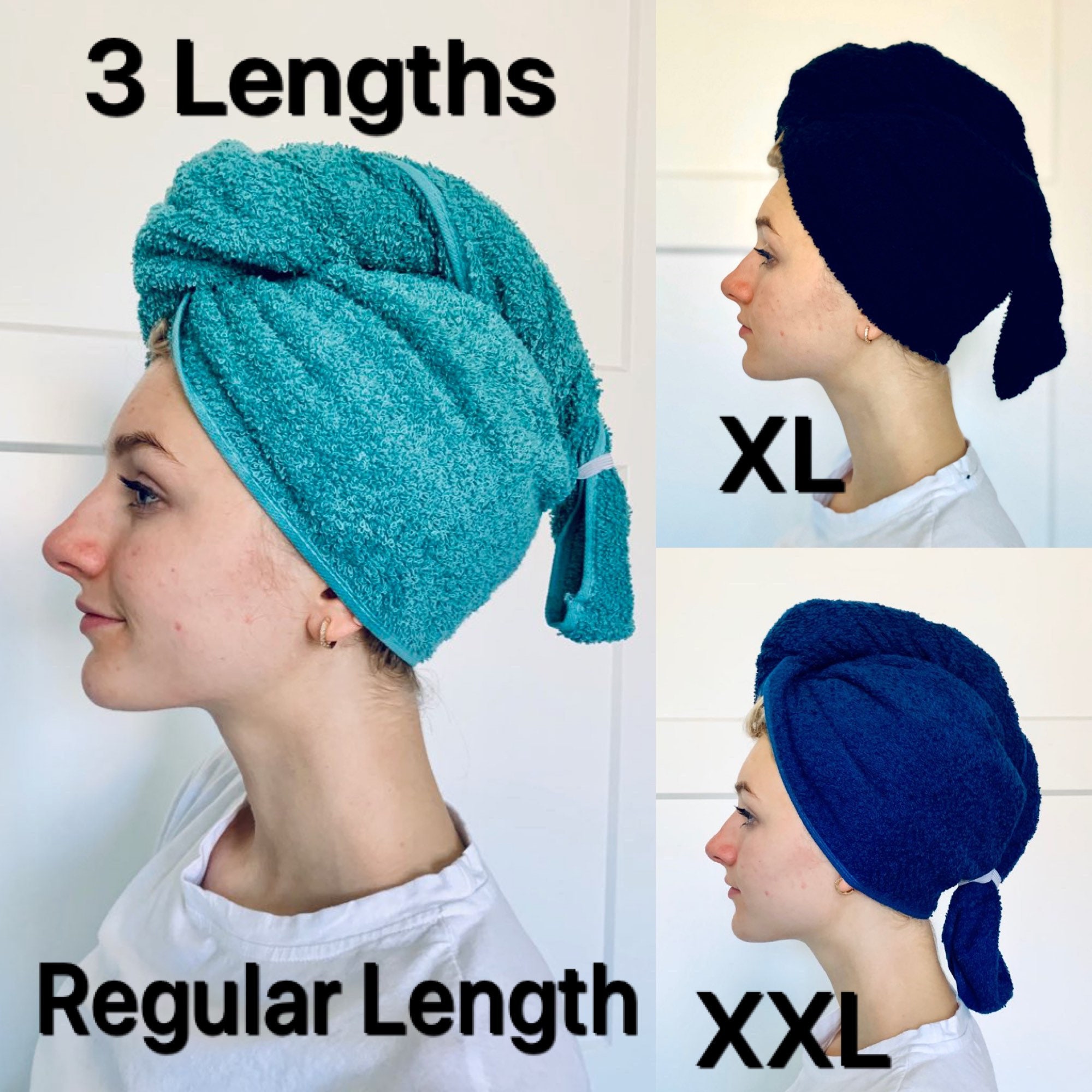 Head Turban Towel Wrap: 100% Terry Cloth Cotton Wrap for Drying Wet ...