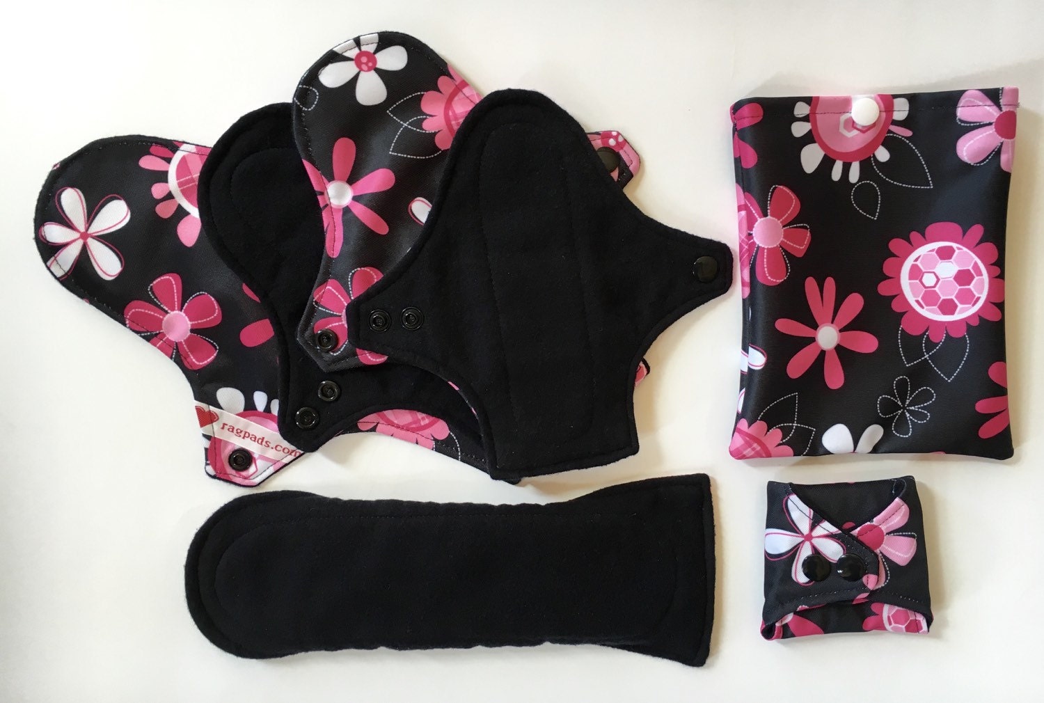6 Cloth Menstrual Washable Pads Set; 4 Size Kits 5 Sizes With Free Rag ...
