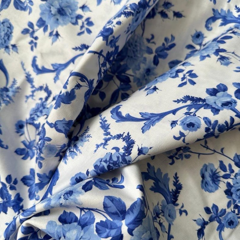 Blue Floral Fabric - Etsy