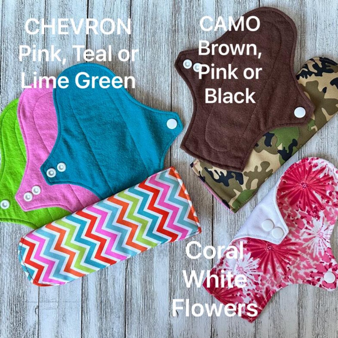 6 Cloth Menstrual Washable Pads Set; 4 Size Kits 5 Sizes With Free Rag ...