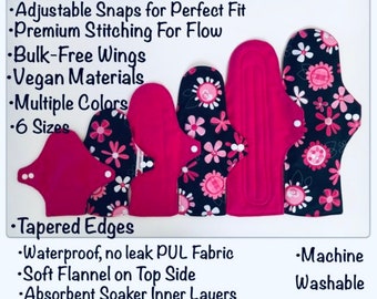 Cloth Menstrual Pads 6 Sizes 14 Colors Pantiliner Regular | Etsy