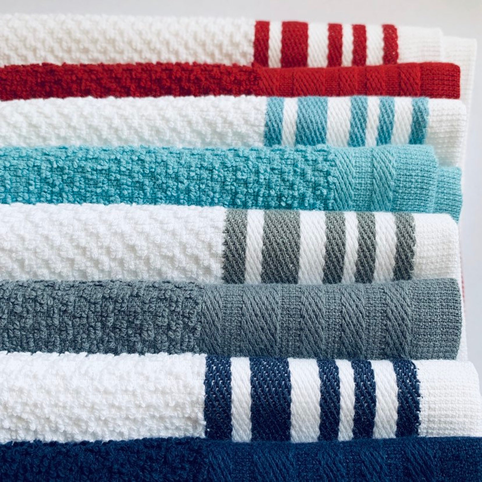 2 KITCHEN SNAP HAND Dish Towels: Cotton, Waffle Design, Snaps Around ...