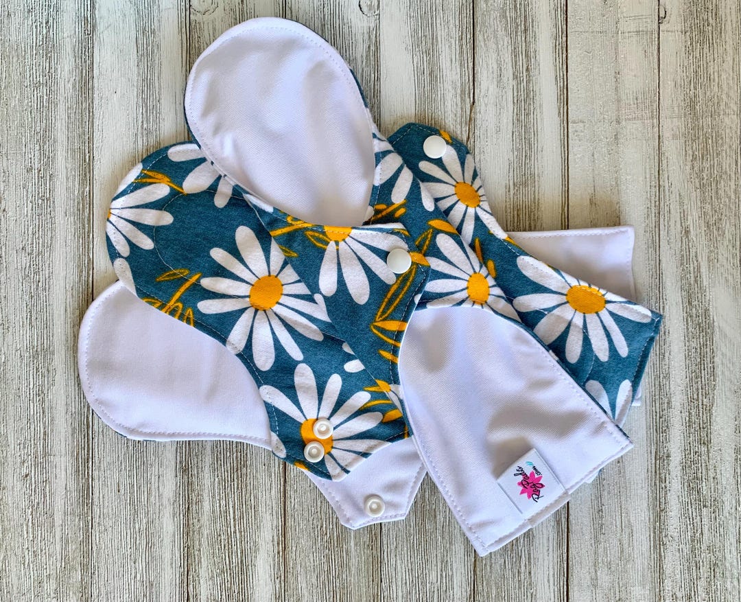 3 CLOTH MENSTRUAL PADS; 6 Sizes 14 Colors; Pantiliners Regular Heavy ...