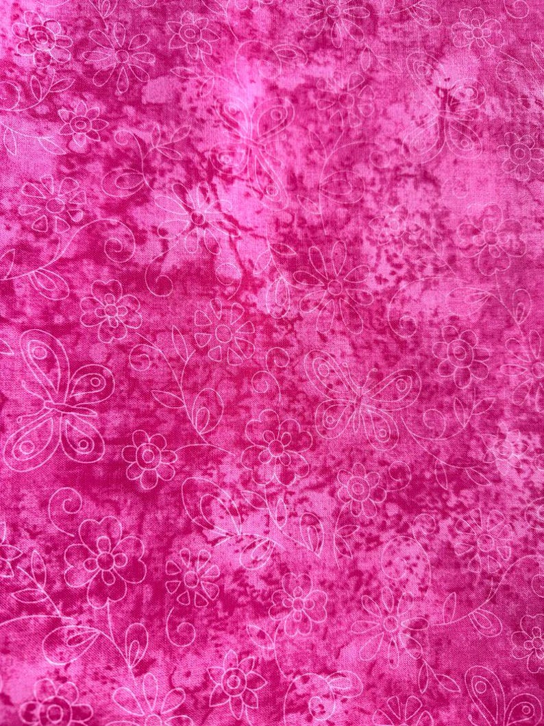 Dark Pink Floral 100% Cotton Fabric for Making Bags Bibs Quilts ...