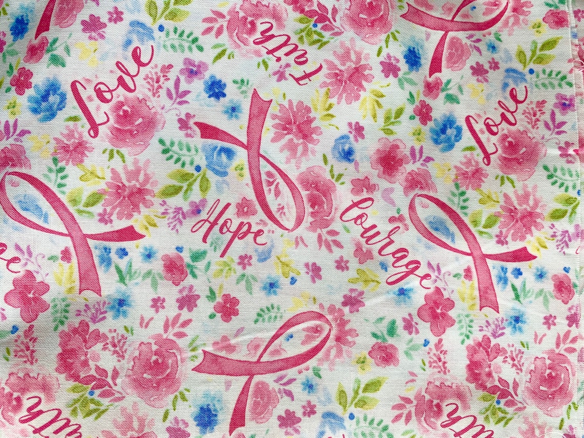 Breast Cancer Ribbon Fabric 100% Cotton Fabric/ Fabric for | Etsy