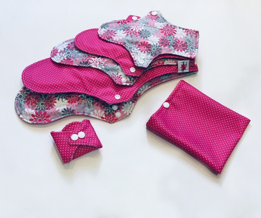 6 Cloth Menstrual Washable Pads Set; 4 Size Kits 5 Sizes With Free Rag ...