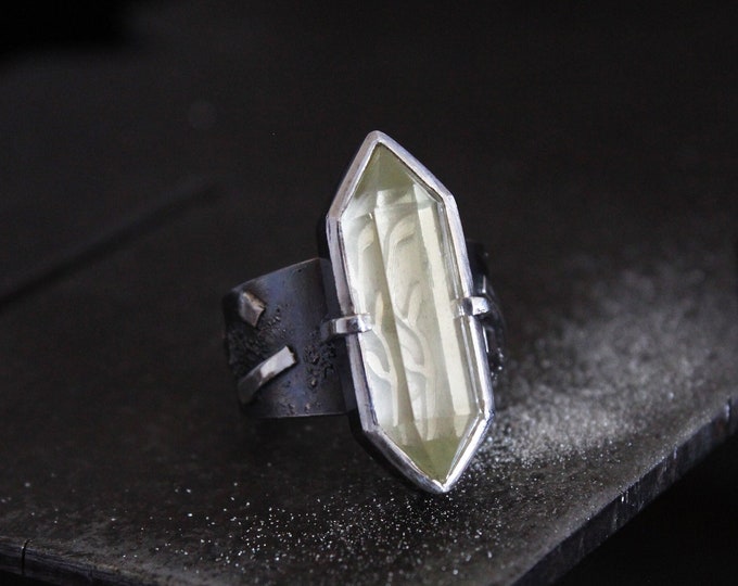 Sterling Silver Crystal Ring Terrarium Jewelry Adjustable Ring for ...